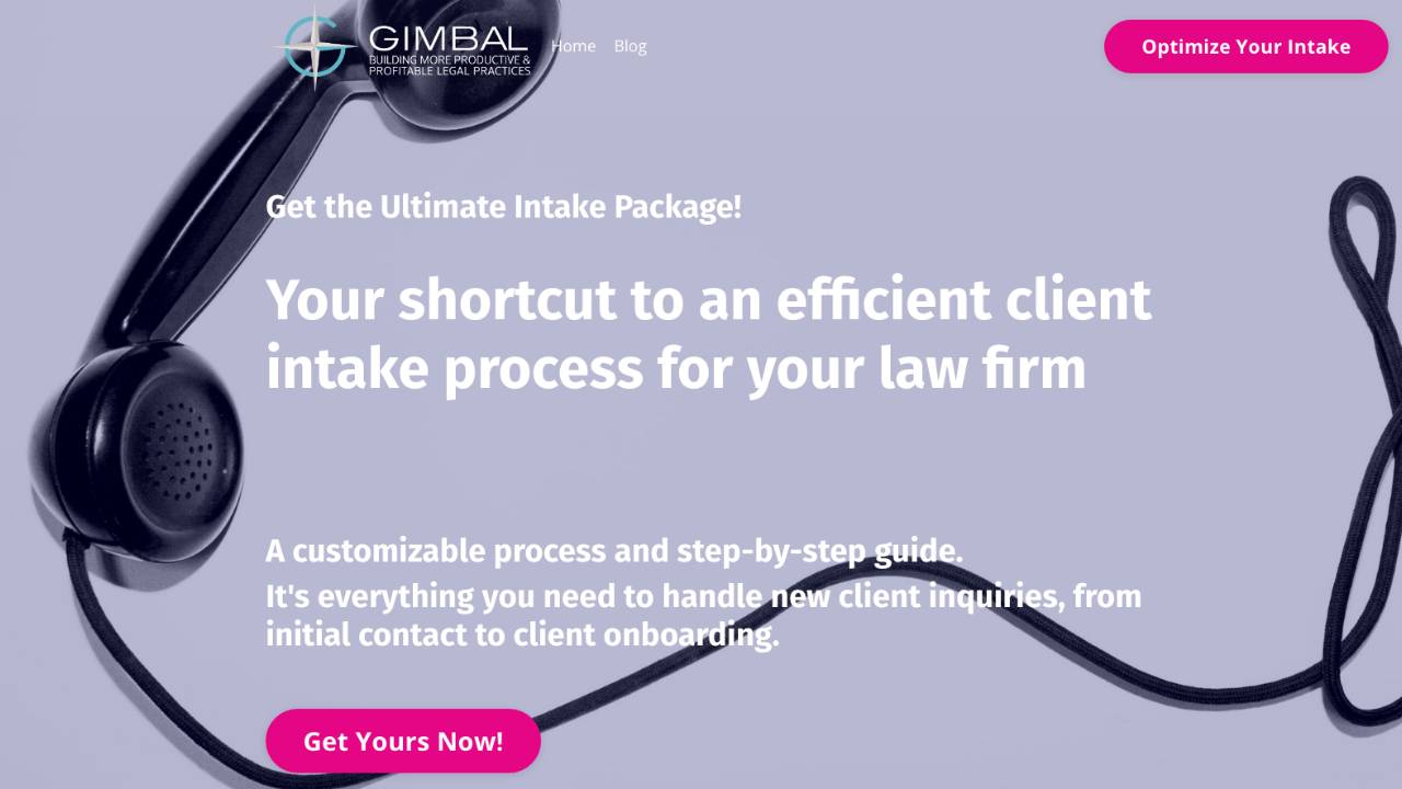 Optimized legal workflows for law firm intake
