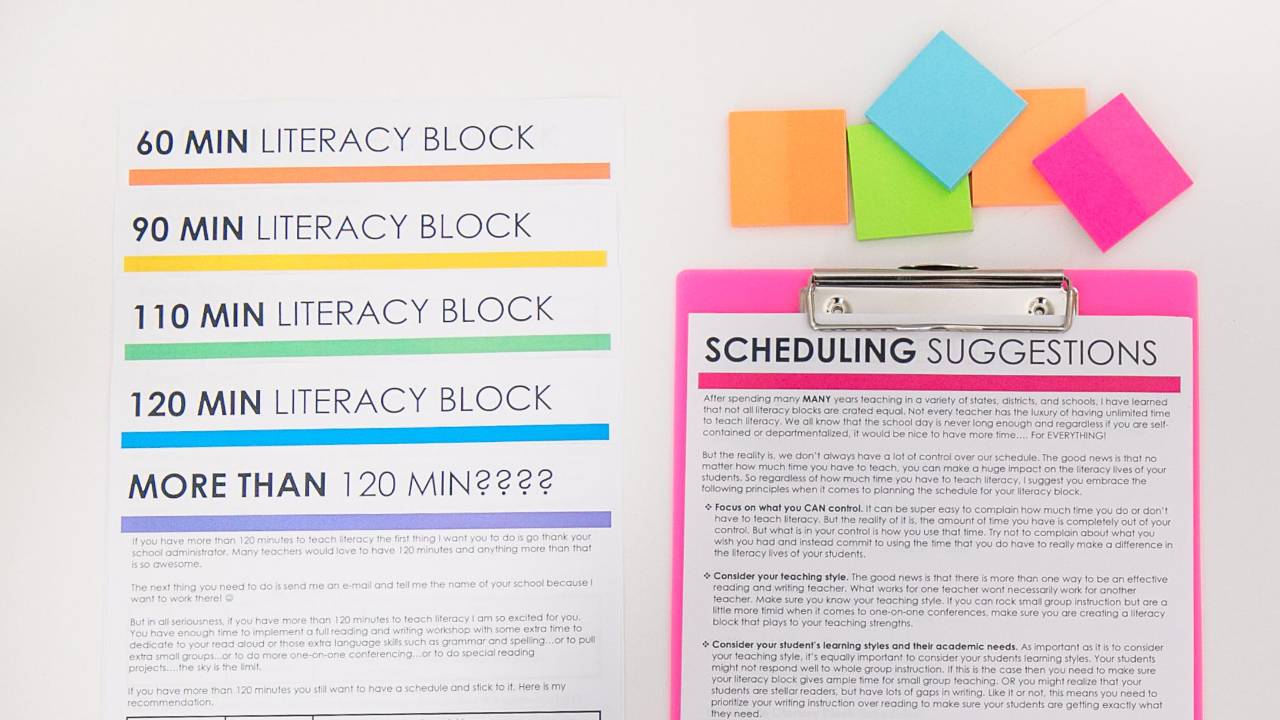 Literacy Block Sample Schedules For Upper Elementary