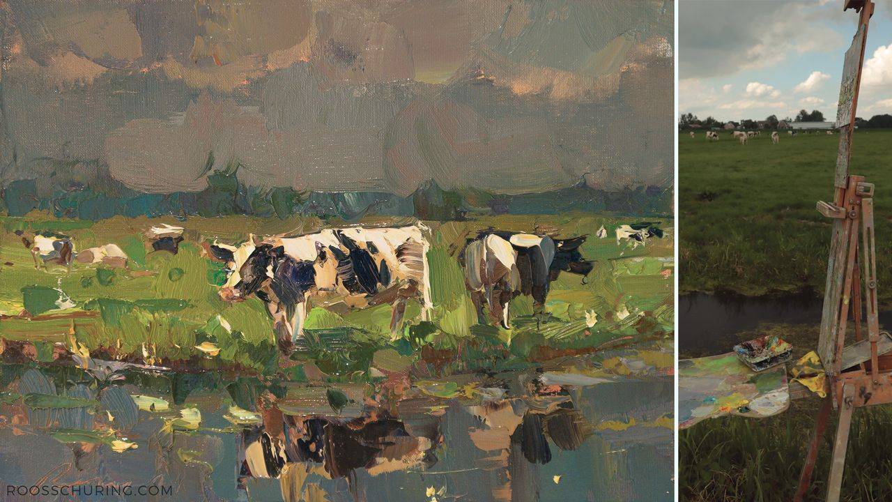 Cows Lit in Dark Scene