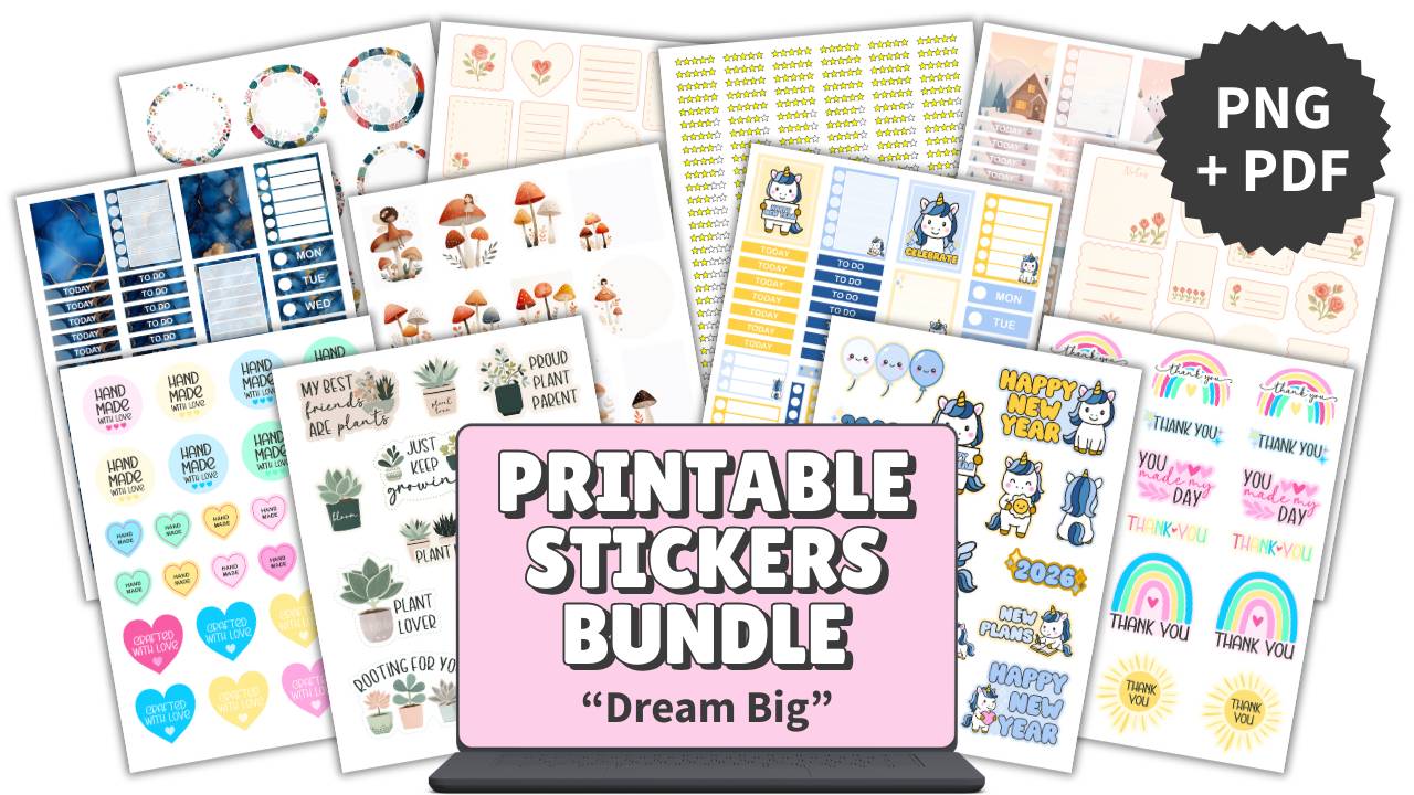 Shop: Printable Stickers Bundle: Dec 2025