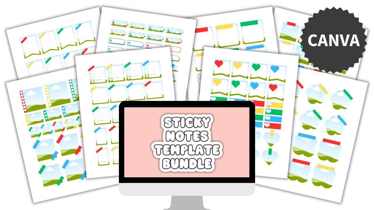 Shop: Canva Sticker Templates: Sticky Notes