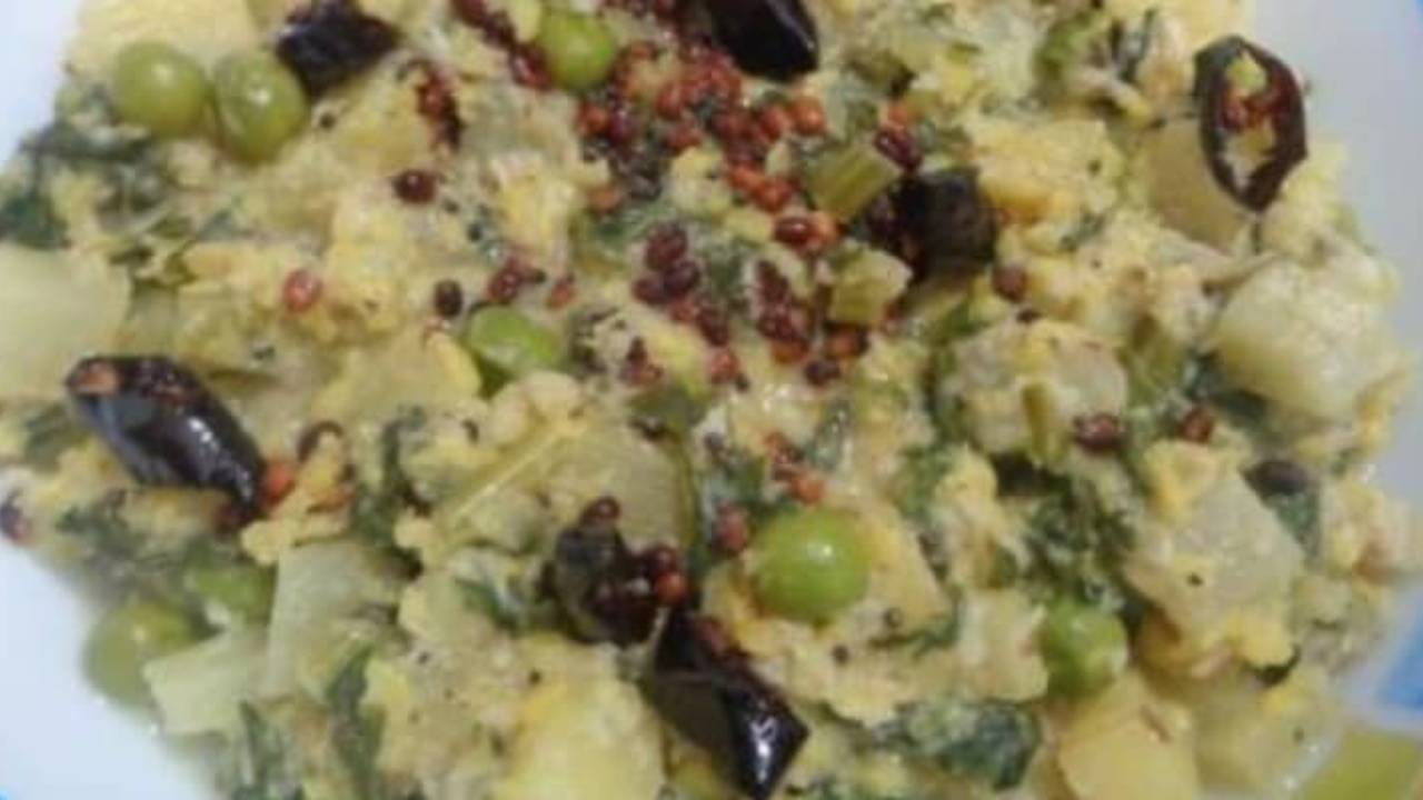 Mooli Sabji with Saag, Lentils and Coconut