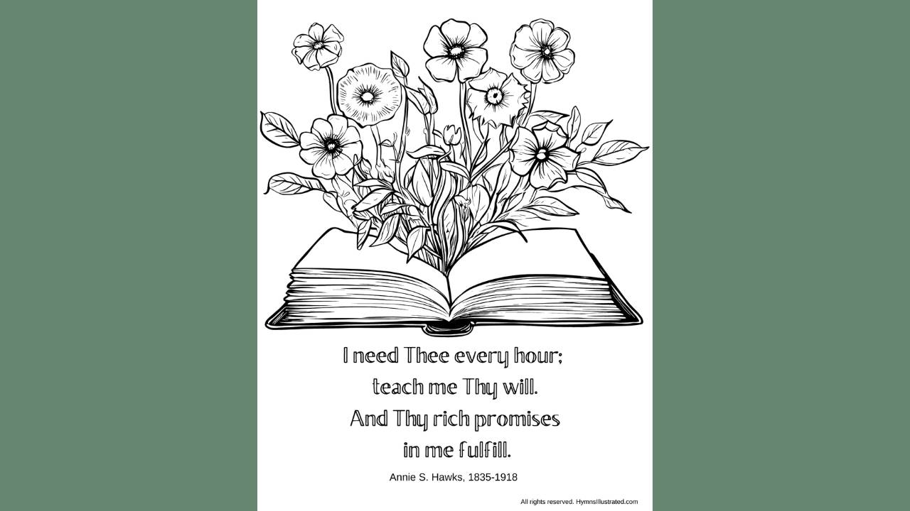 Free Christian Coloring Page (Hymn Inspired)