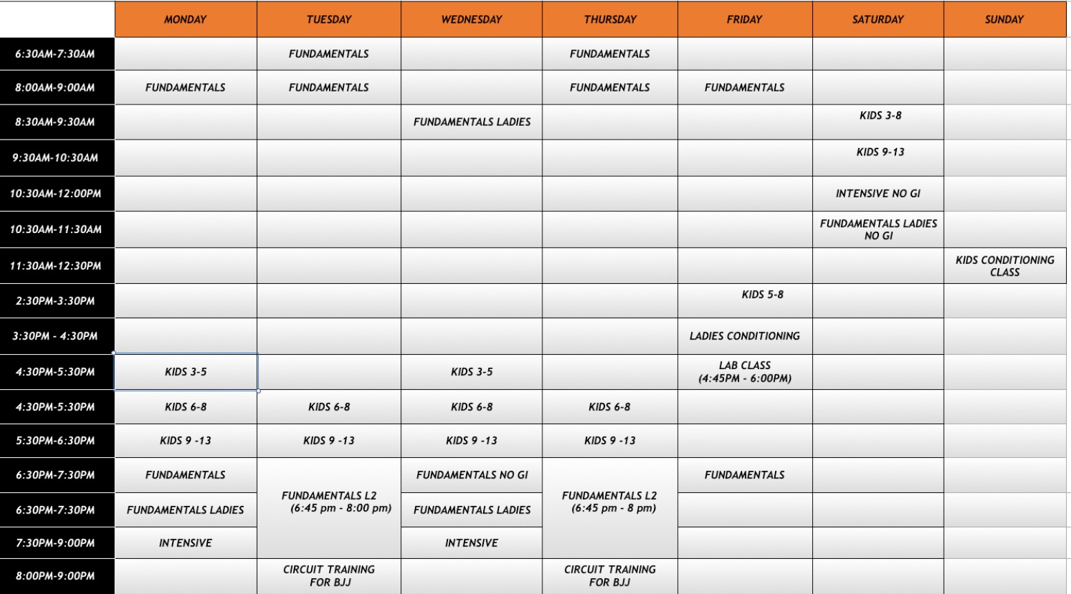 Schedule