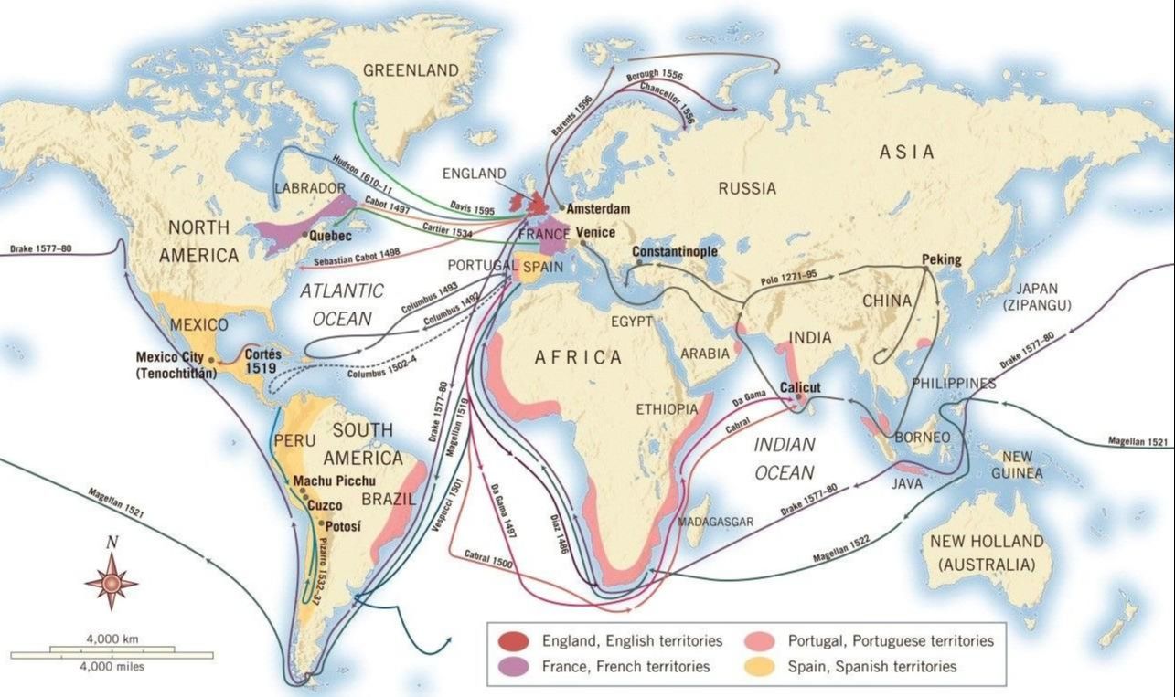 Routes Of Famous European Explorers