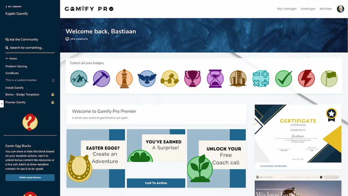 Kajabi Gamify Pro - Ultimate gamification course template for Kajabi