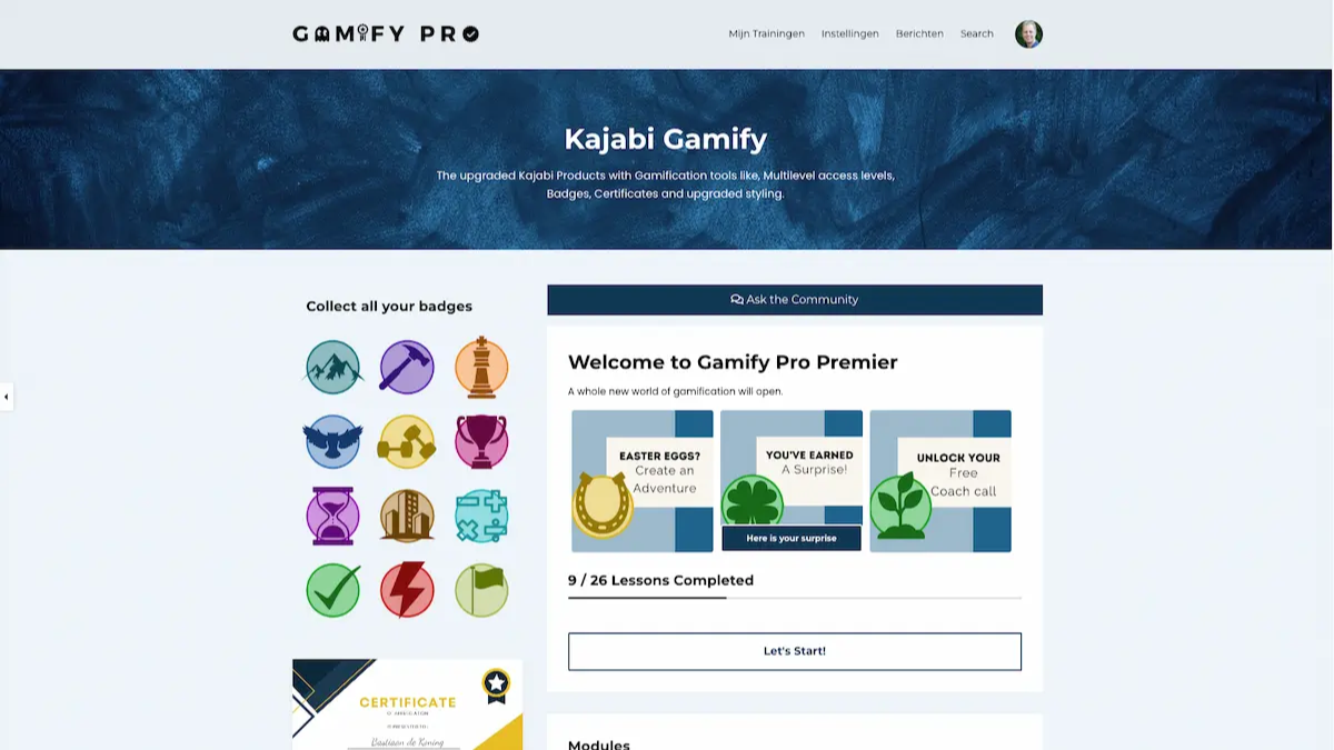 Kajabi Gamify Pro - Ultimate gamification course template for Kajabi