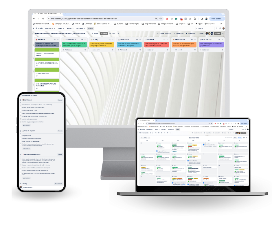 Plan de Contenido en Trello | Trello Templates | Plantilla en Español