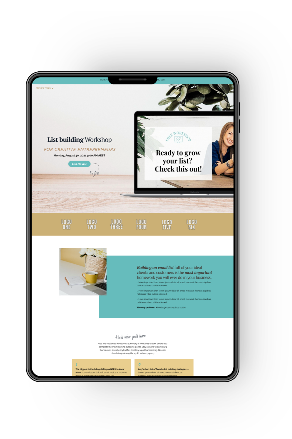 Aimee Webinar Template | Kajabi Premium Page Template