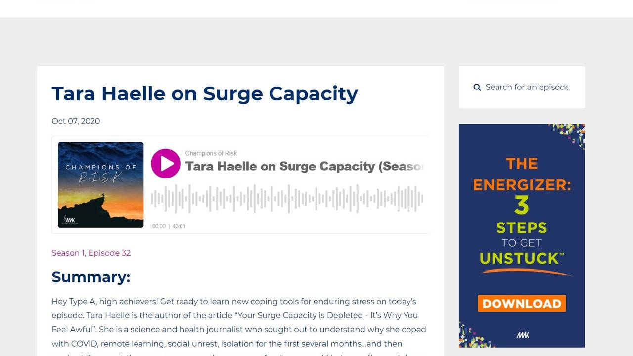 Tara Haelle on Surge Capacity | Michael W Kithcart