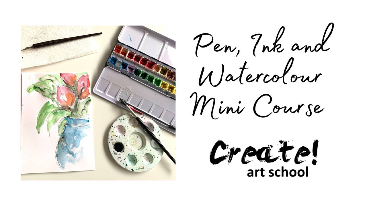 Create art with my Pen, Ink and Watercolour Flowers free course