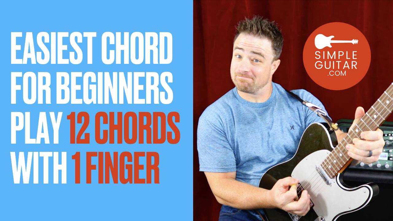 Easiest Chord for Beginner Guitar Players - 12 chords, 1 finger