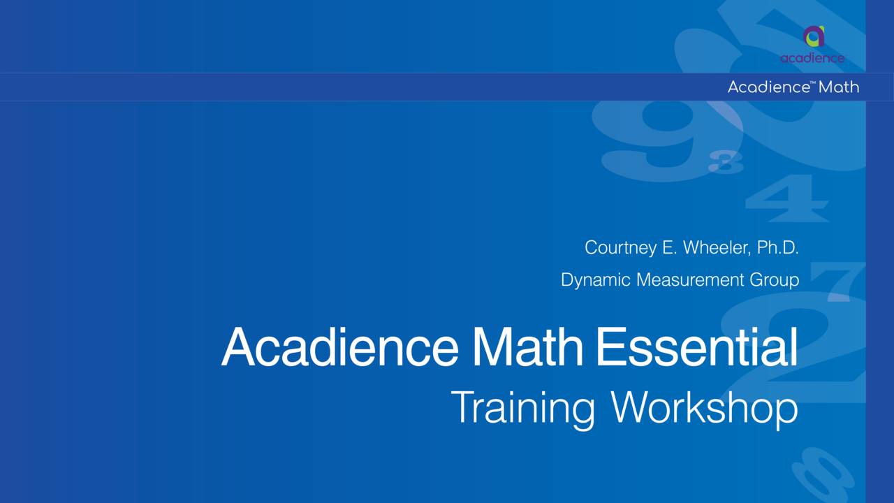 Acadience™ Math Essential Workshop