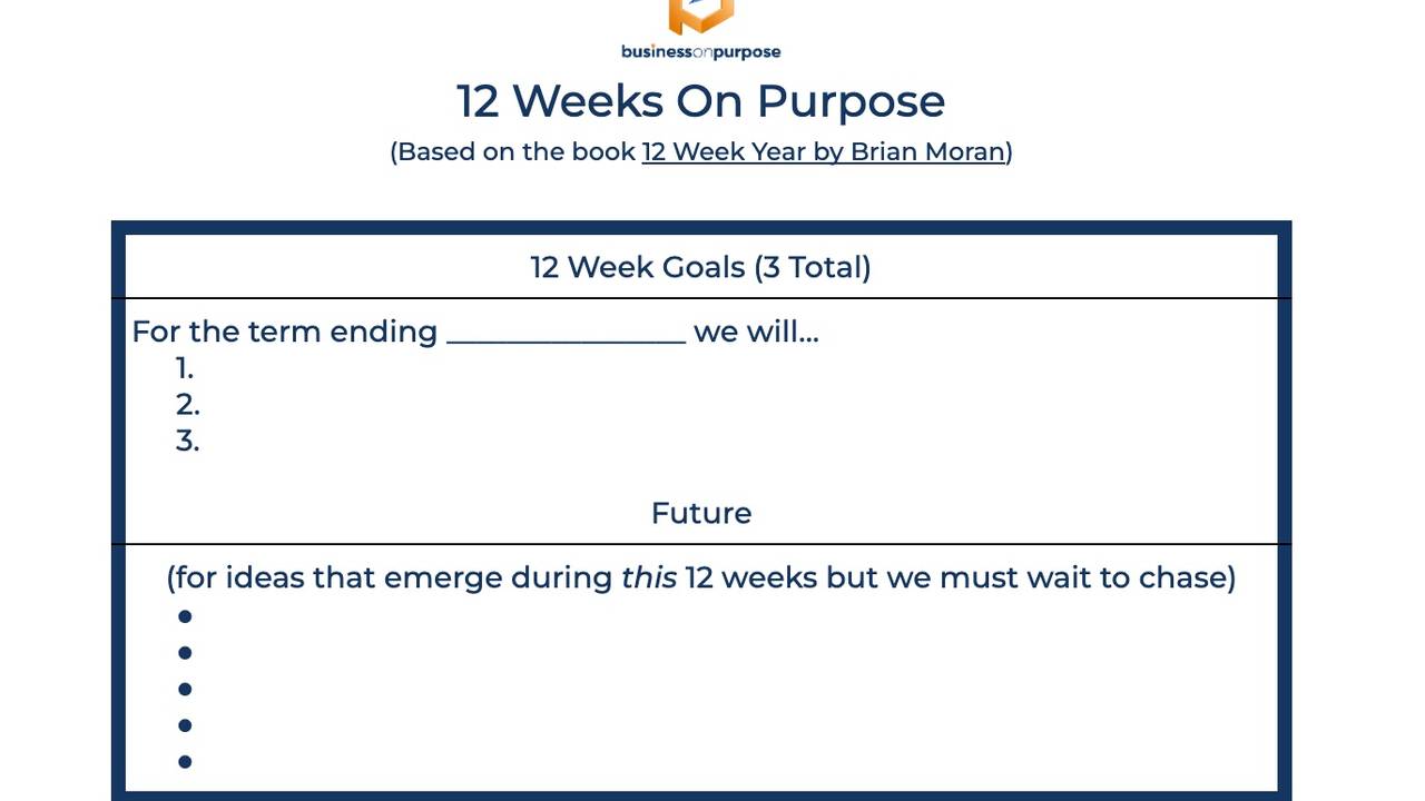 Vision Story, 12 Week Plan