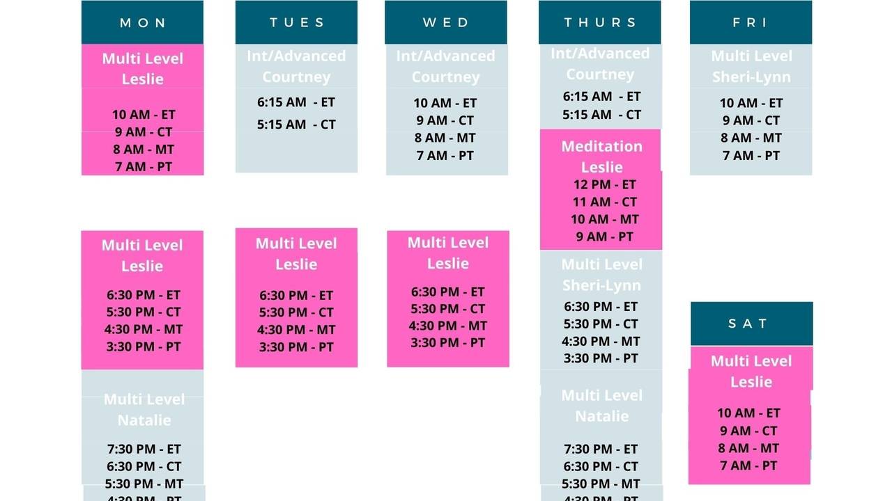 BUFFnation Training Schedule
