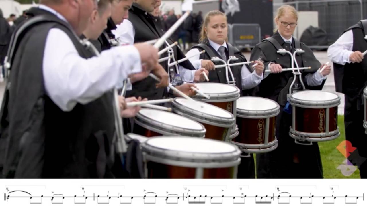 Buchan Pipe Band Drum Corps at the 2018 World Pipe Band Championships