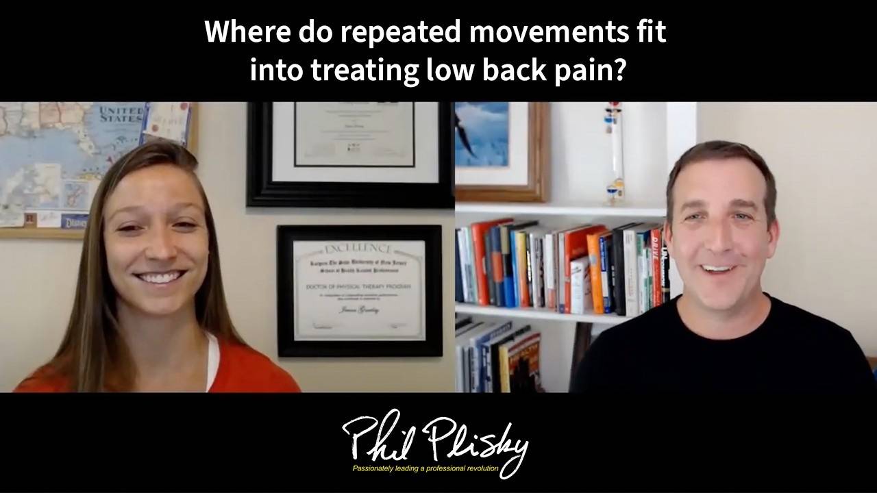 Where do repeated movements fit into treating low back pain?
