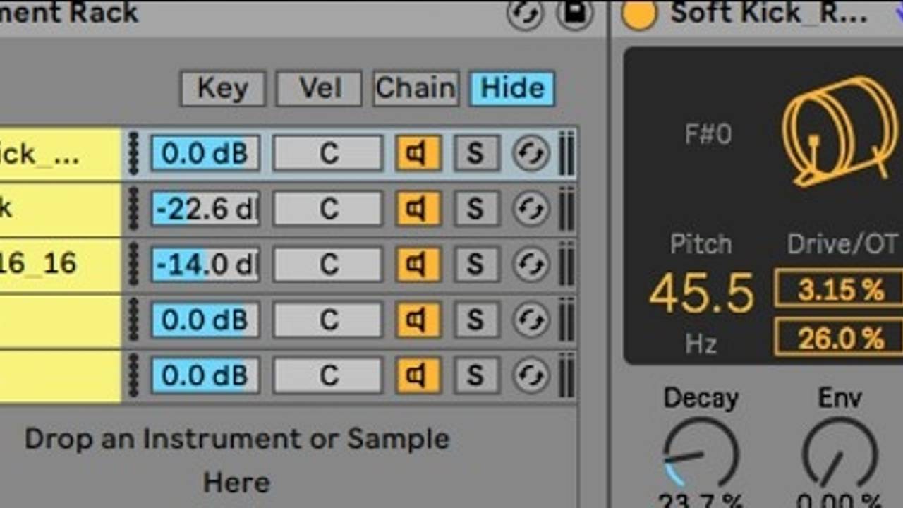 Soft but snappy ro minimal Ableton Live Kick template