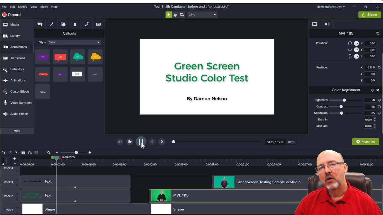 Green Screen Studio Lighting and Color Test