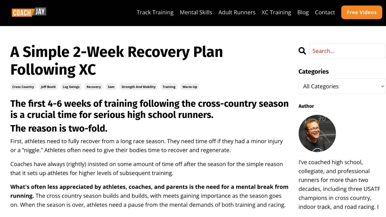 A simple, two-week plan for recovery after cross country