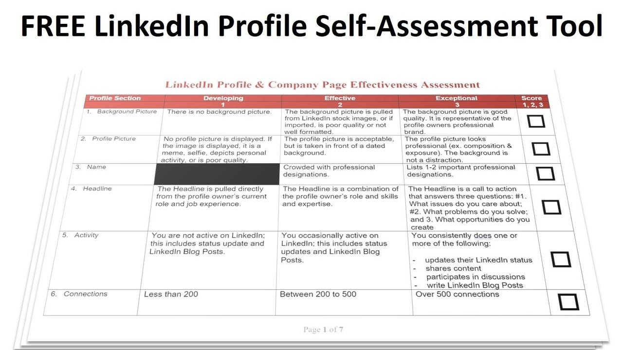 FREE PDF Download - LinkedIn Self-Assessment Tool