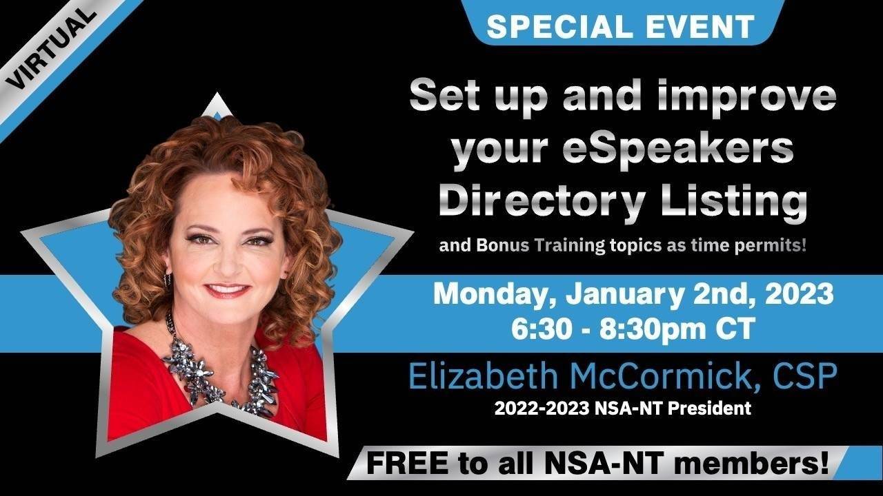 20230102 Special Event with Elizabeth McCormick, CSP - Members Only