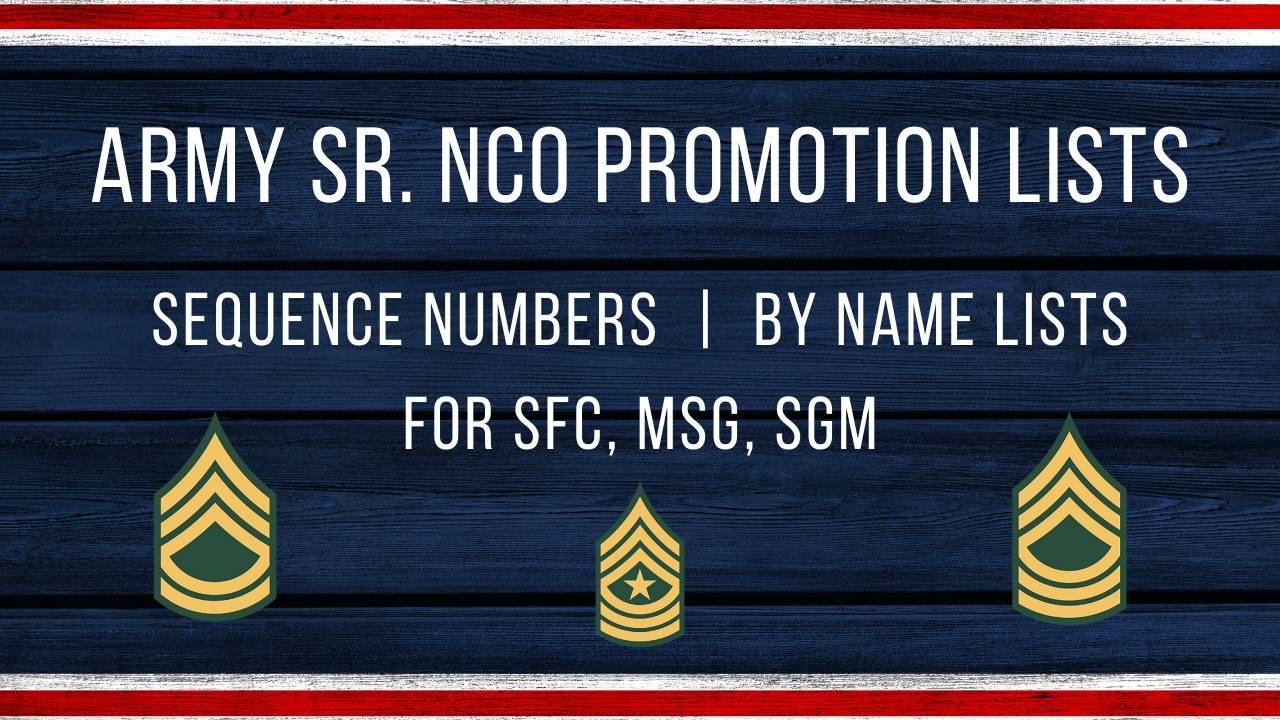 Army Senior NCO Promotion Lists