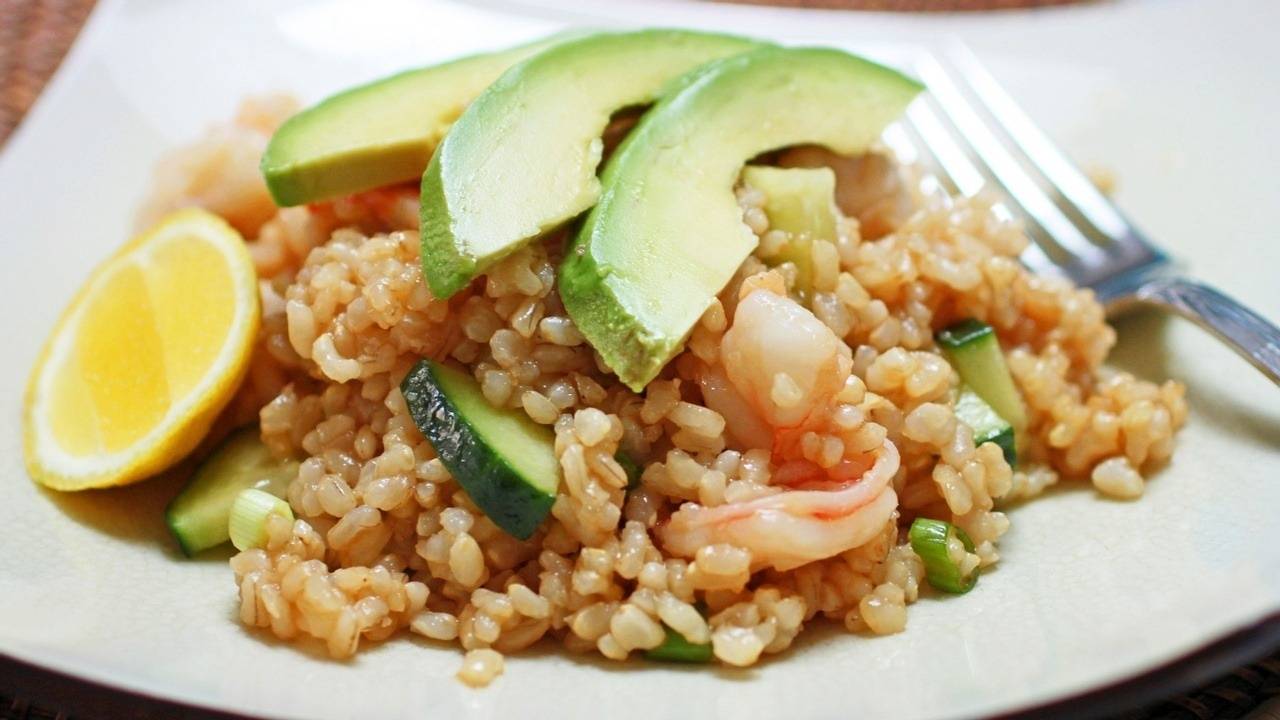 Brown Rice Salad with Shrimp and Avocado