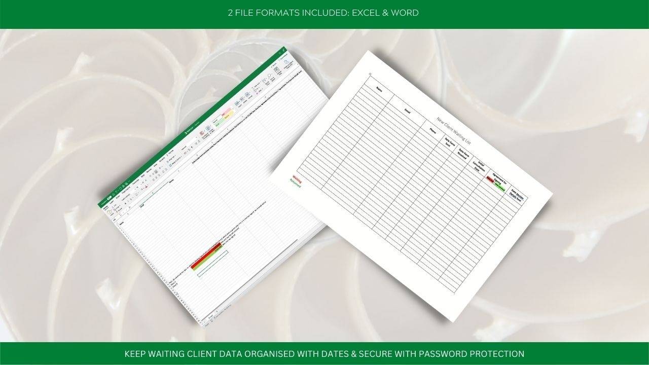 Counselling Psychotherapy Waiting List Template Pack
