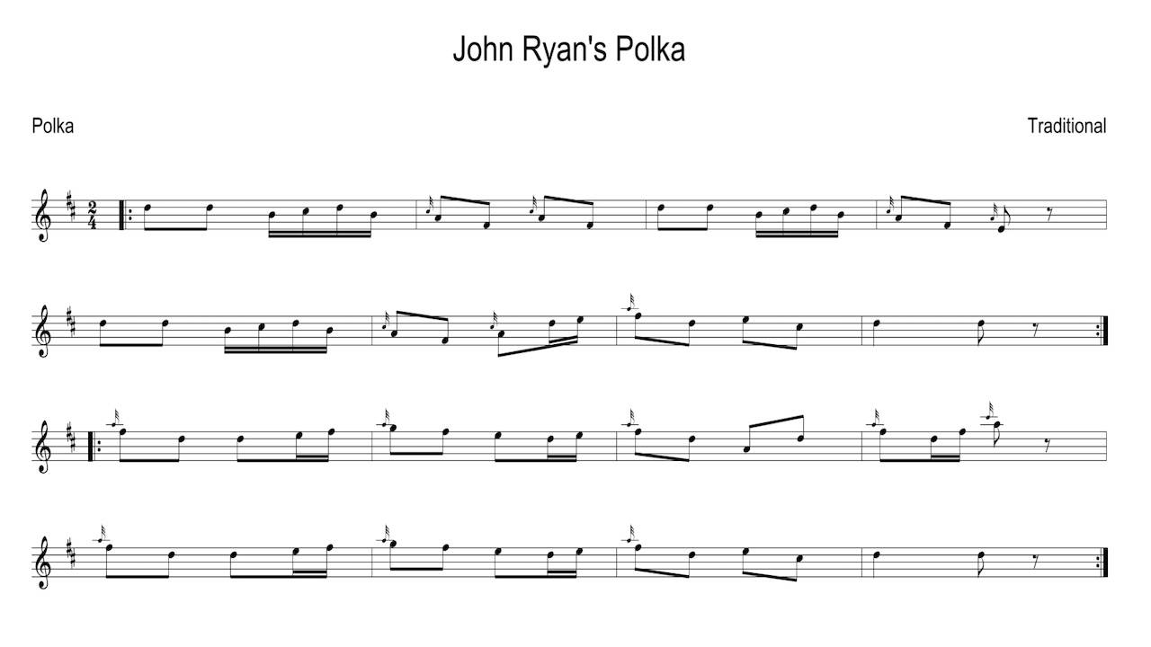 John Ryan's Polka tin whistle sheet music