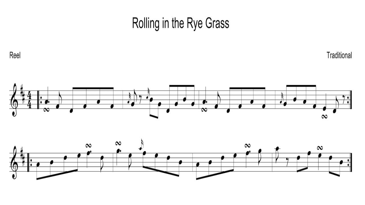 Rolling in the Rye Grass tin whistle sheet music