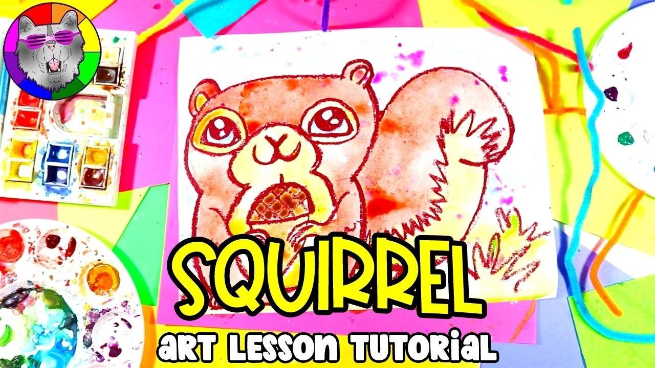 FREE Autumn Squirrel Art Lesson for Kids at Home or in a Classroom