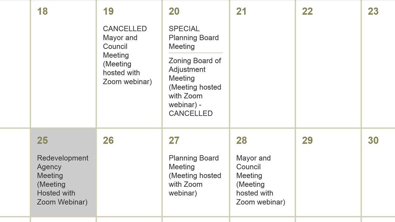 Busy Week: Special Mayor Council/Planning Board /Redevelopment Meeting