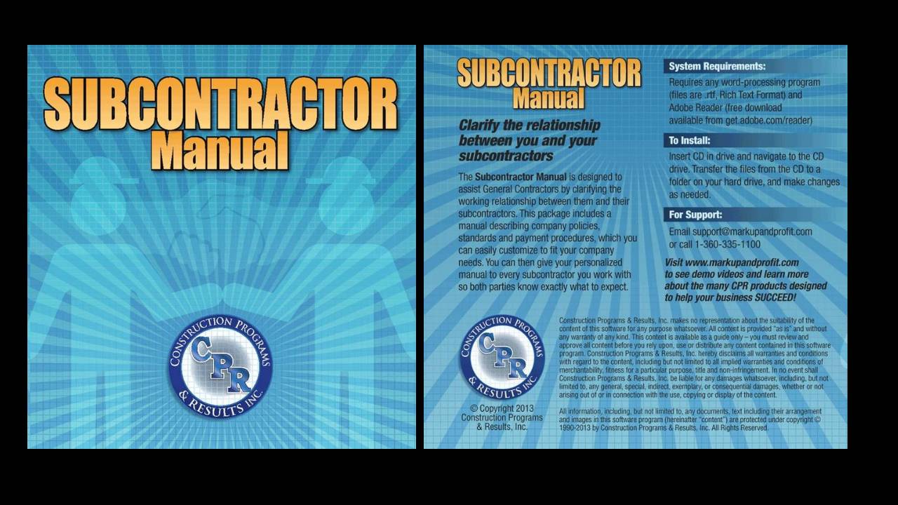 Recommended Downloads | Subcontractor Manual