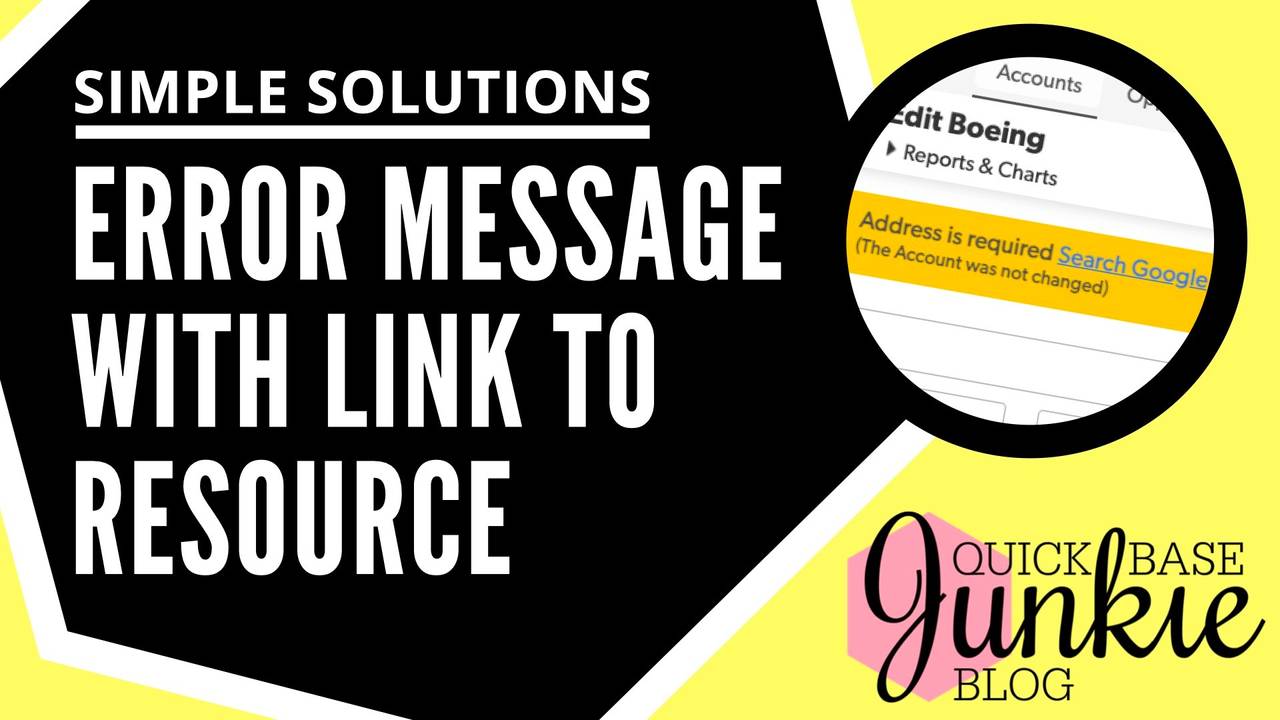 Create a Custom Error Message with Link to Resource