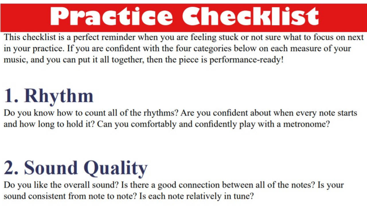 Practice Checklist
