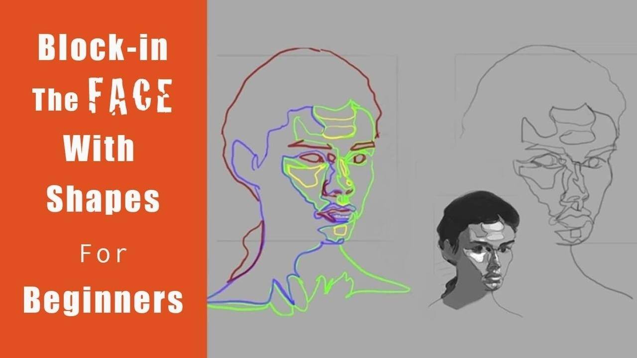 Draw the face with shapes for beginners