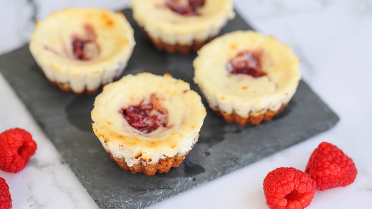 Mini Raspberry Yogurt Cheesecakes