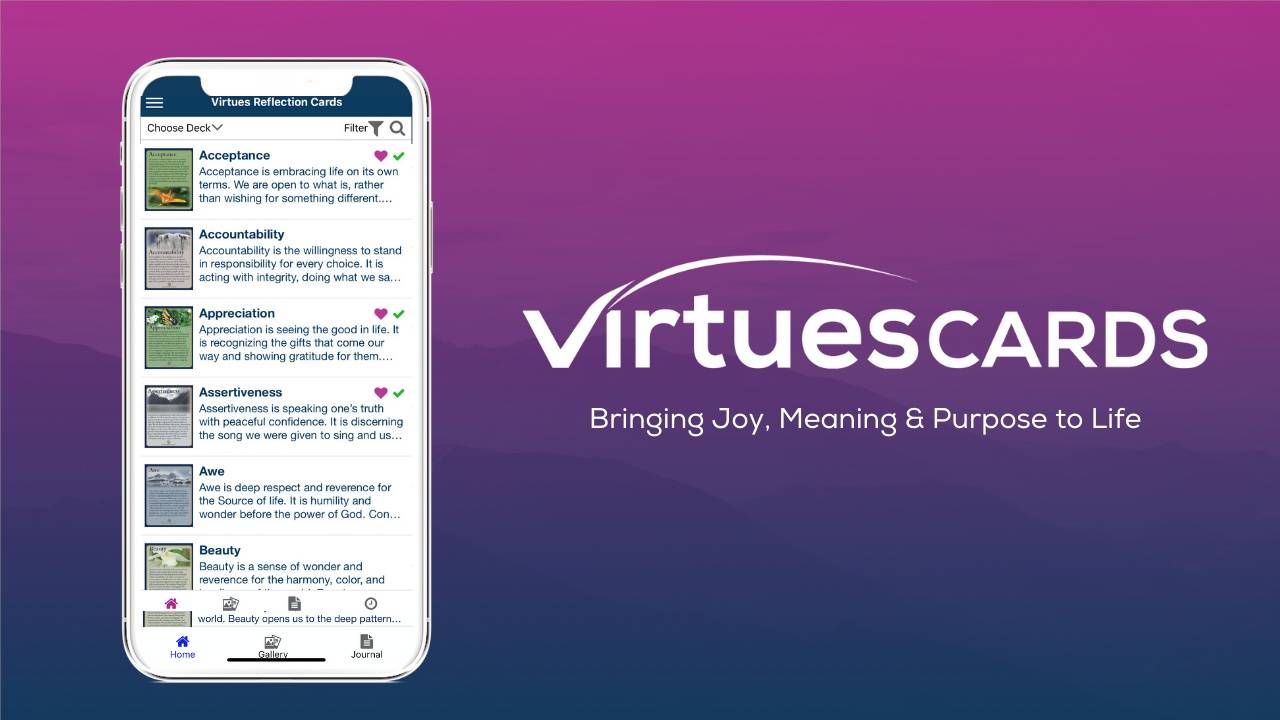 Virtues Cards, Tool to aid people in quest for meaning, purpose