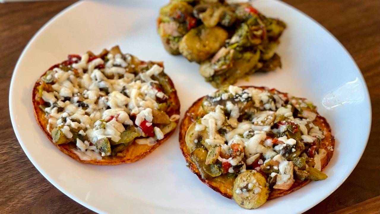 Mini Cauliflower Pesto Pizzas