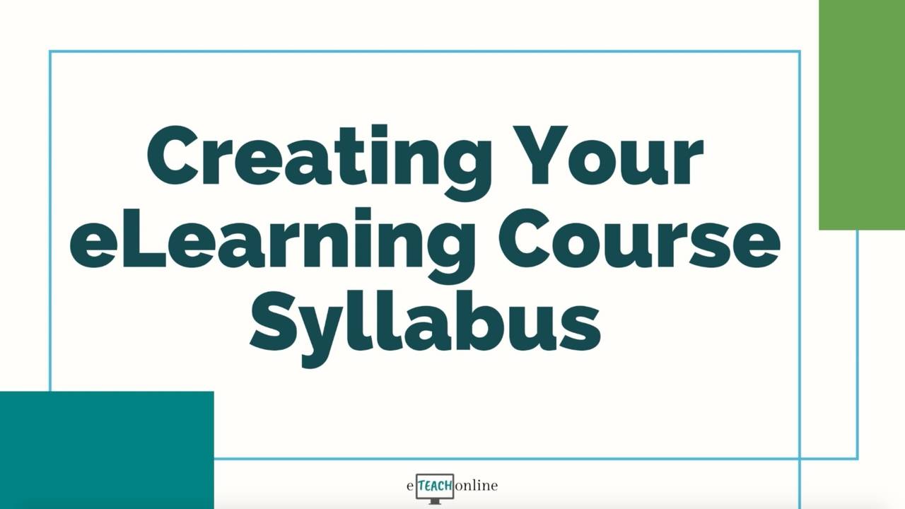 Creating an eLearning Course Syllabus