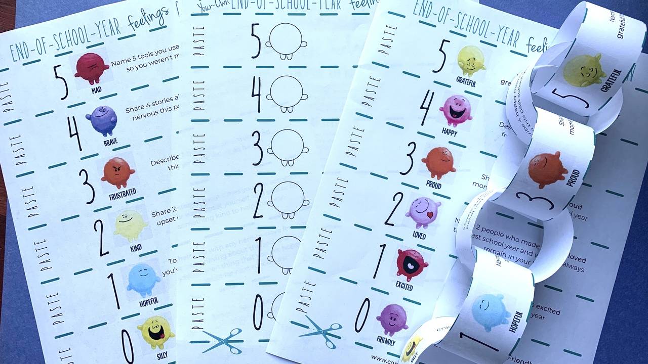 End-of-school-year Feelings Countdown Activity to use with students