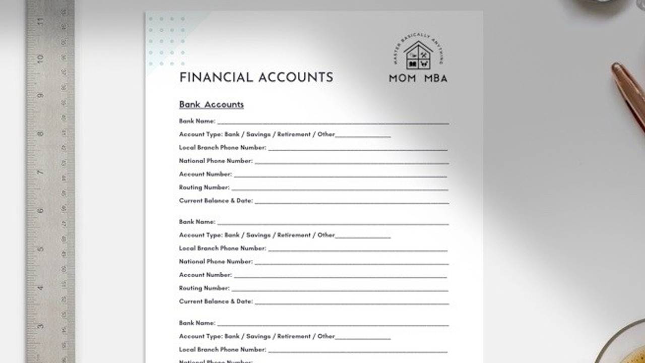 Family Financial Accounts Template by Mom MBA