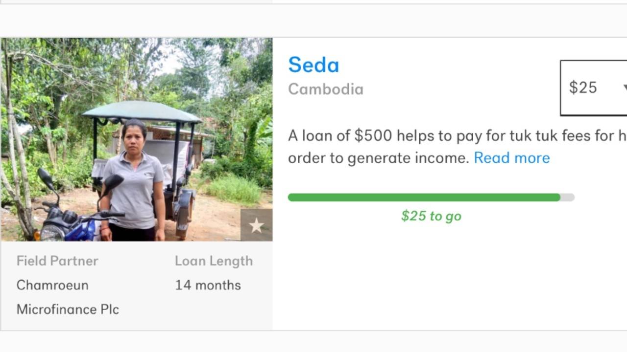 Join Me funding through Kiva.org
