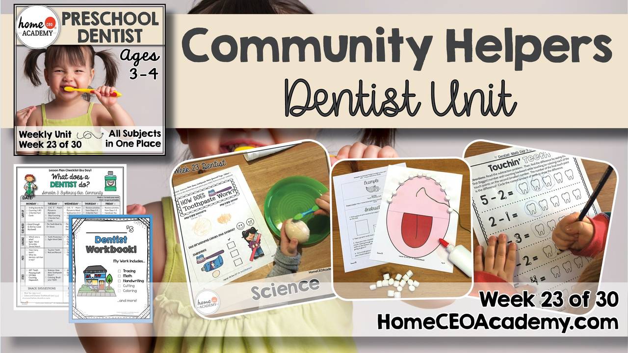 Preschool Community Helpers: Dentist Theme by Home CEO Academy