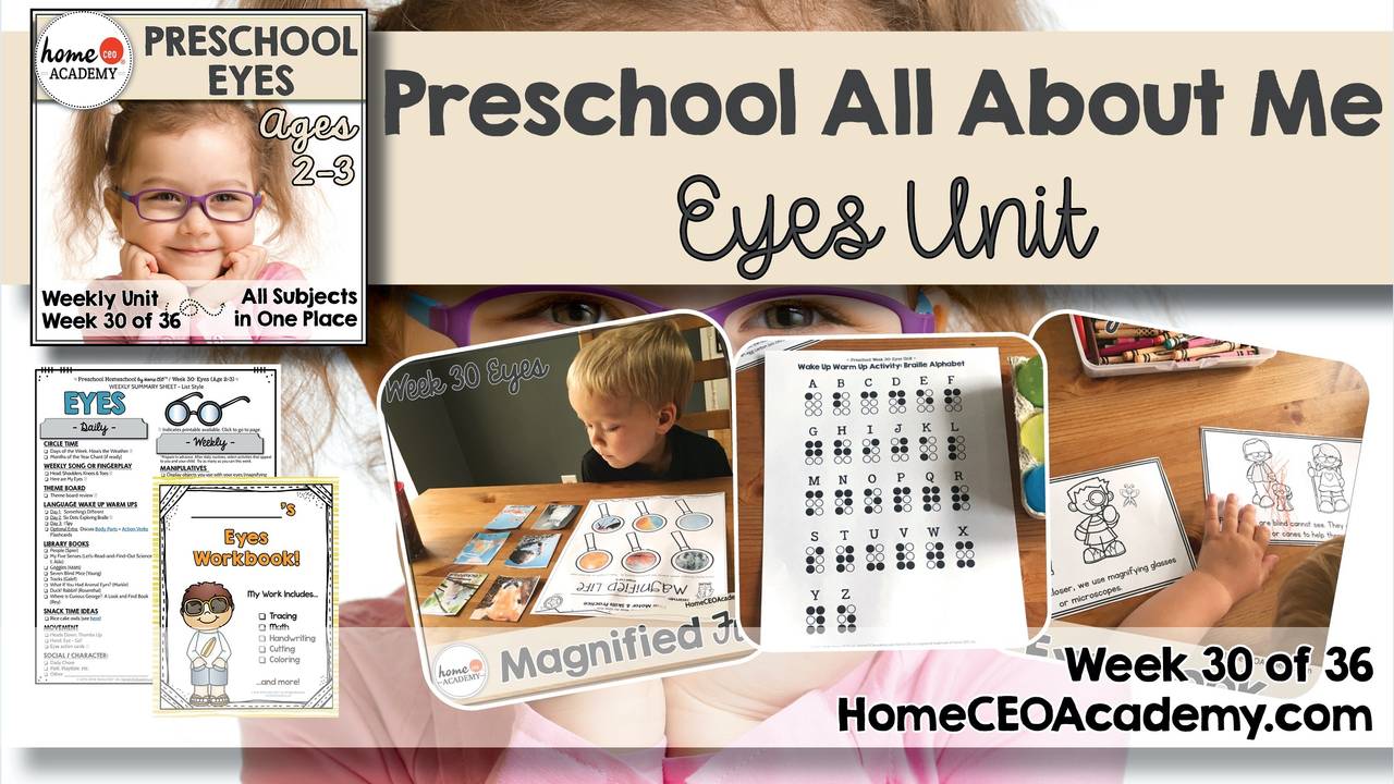 Preschool All About Me: Eyes (Sight) Theme by Home CEO Academy