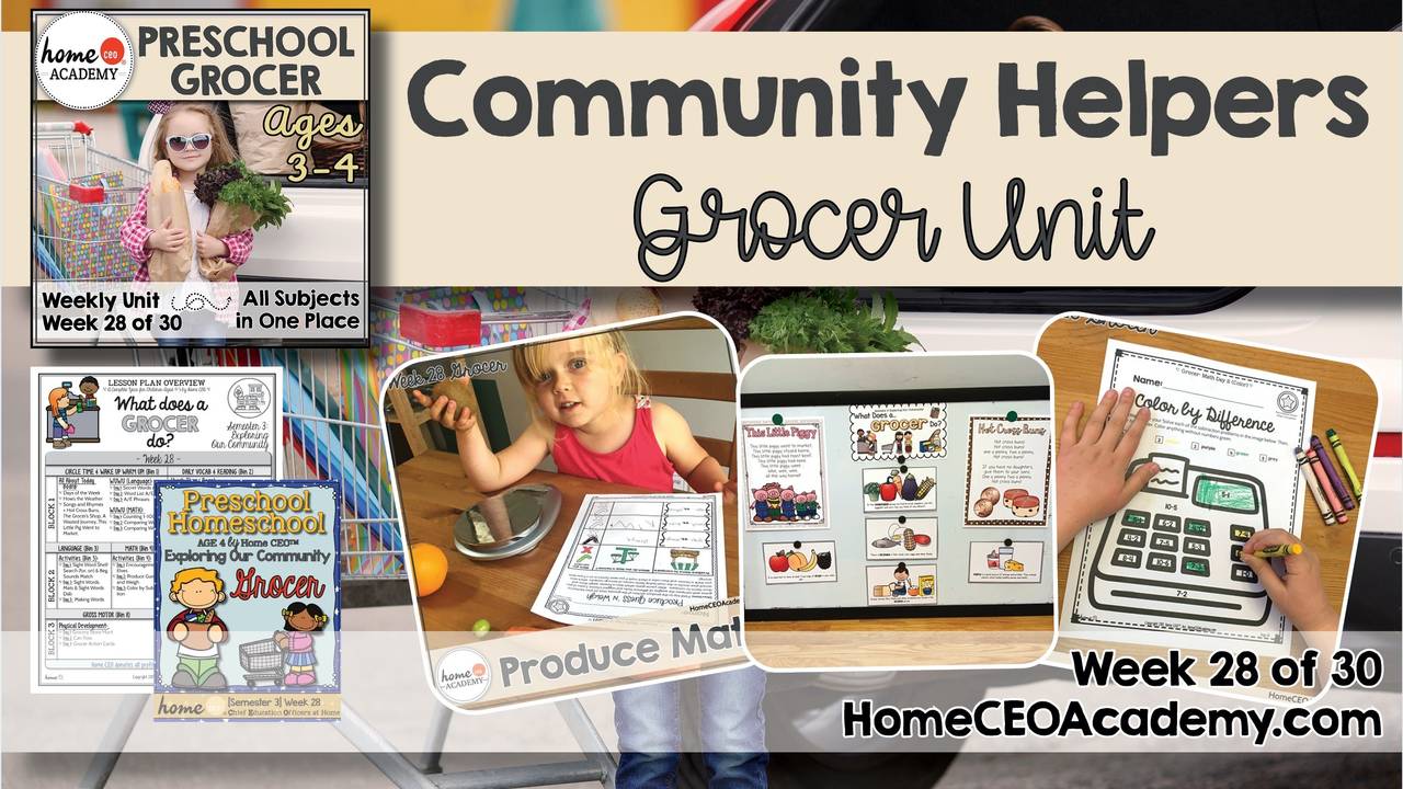 Preschool Community Helpers: Grocer Theme by Home CEO Academy