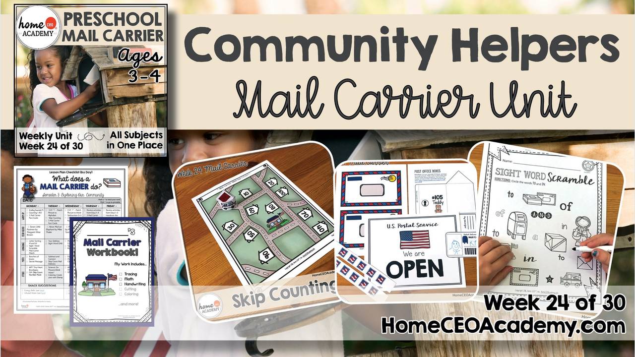 Preschool Community Helpers: Mail Carrier Theme by Home CEO Academy