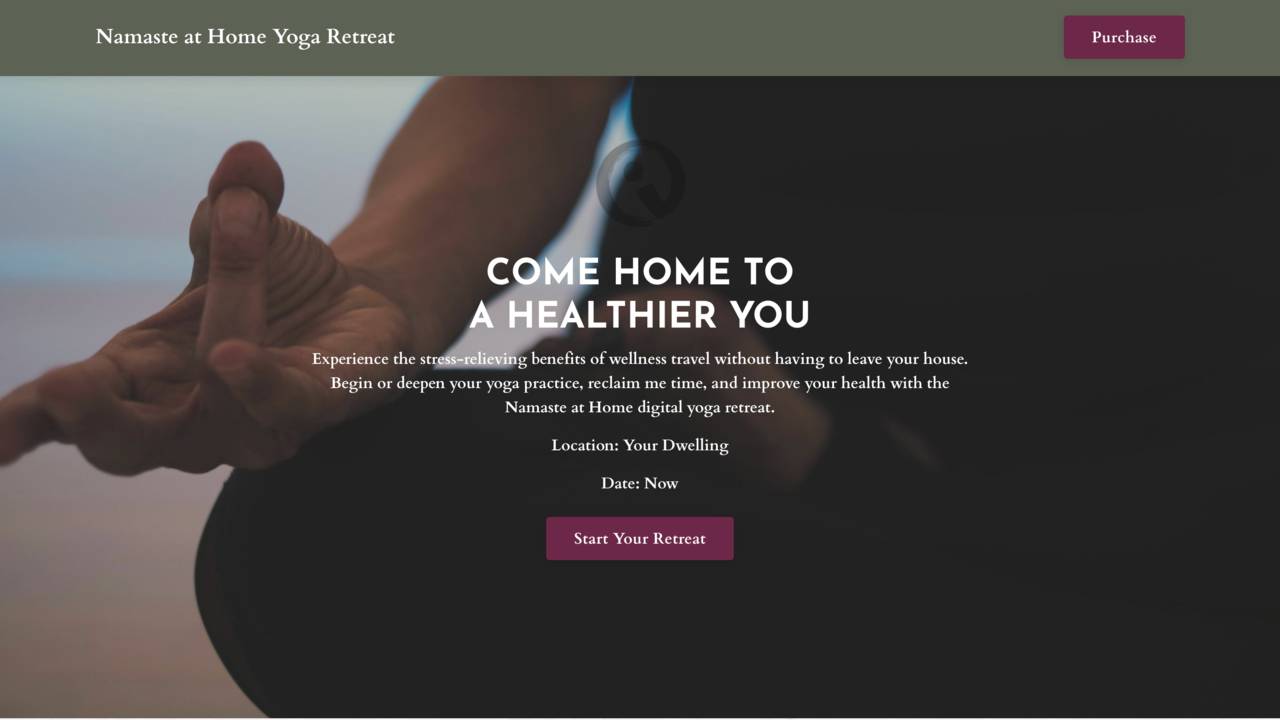 Namaste at home yoga retreat