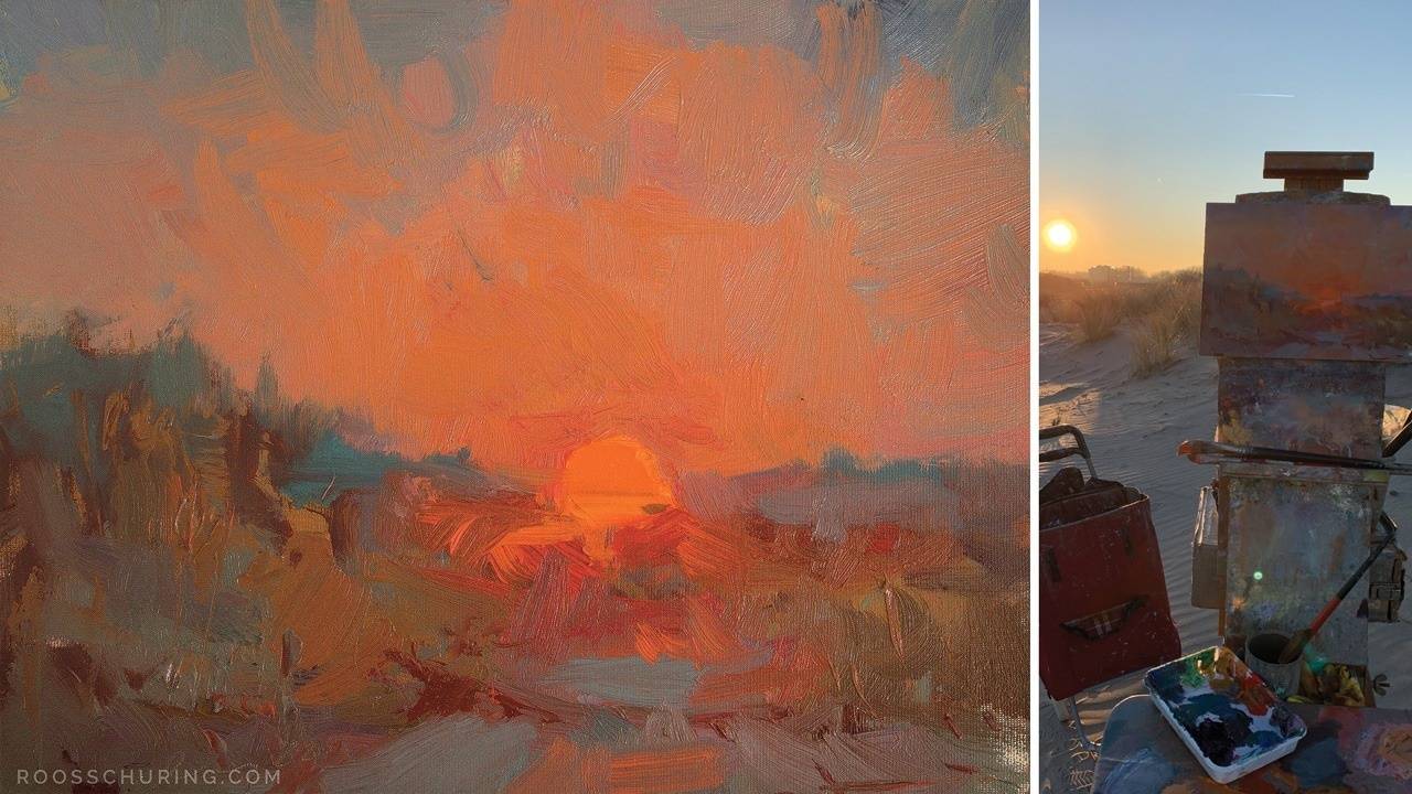Painting A Red Sun Rising